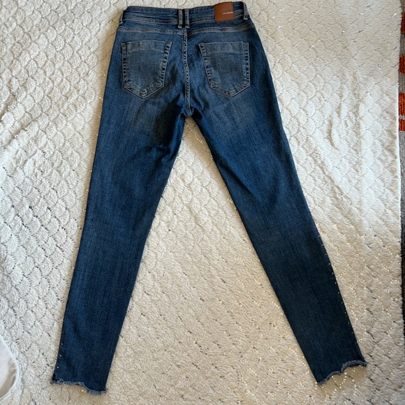 Zara | Jeans | Zara Studded And Rhinestones Side Seam Embellished ...